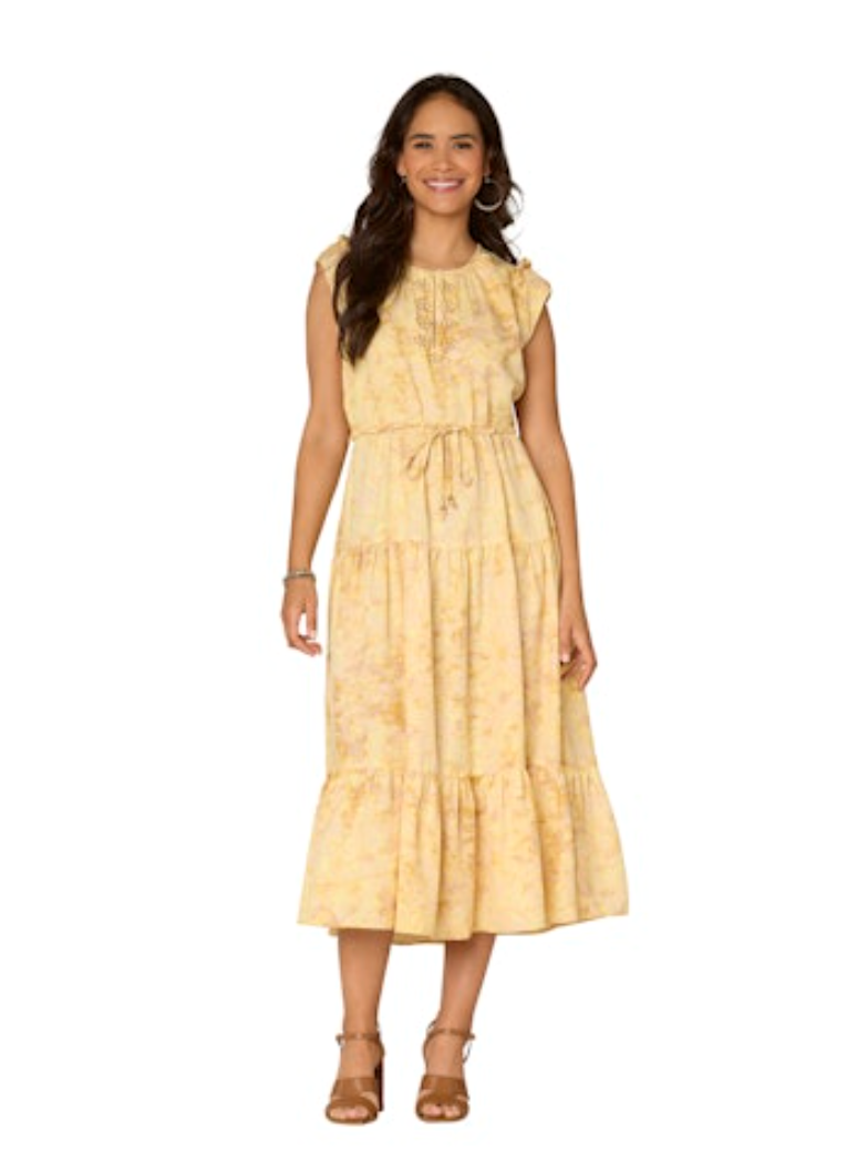 DEMOCRACY BUTTERCREAM RUFFLE SLEEVE DRESS